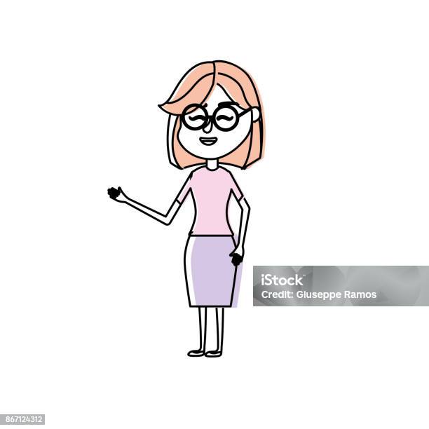 Wanita Dengan Desain Gaya Rambut Dan Pakaian Elegan Ilustrasi Stok
