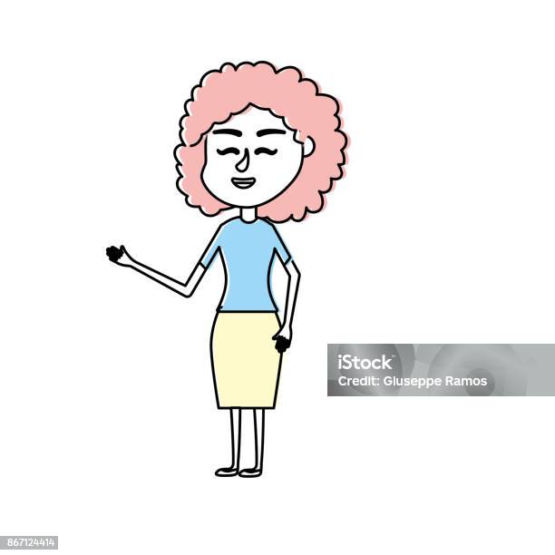 Wanita Dengan Desain Gaya Rambut Dan Pakaian Elegan Ilustrasi Stok