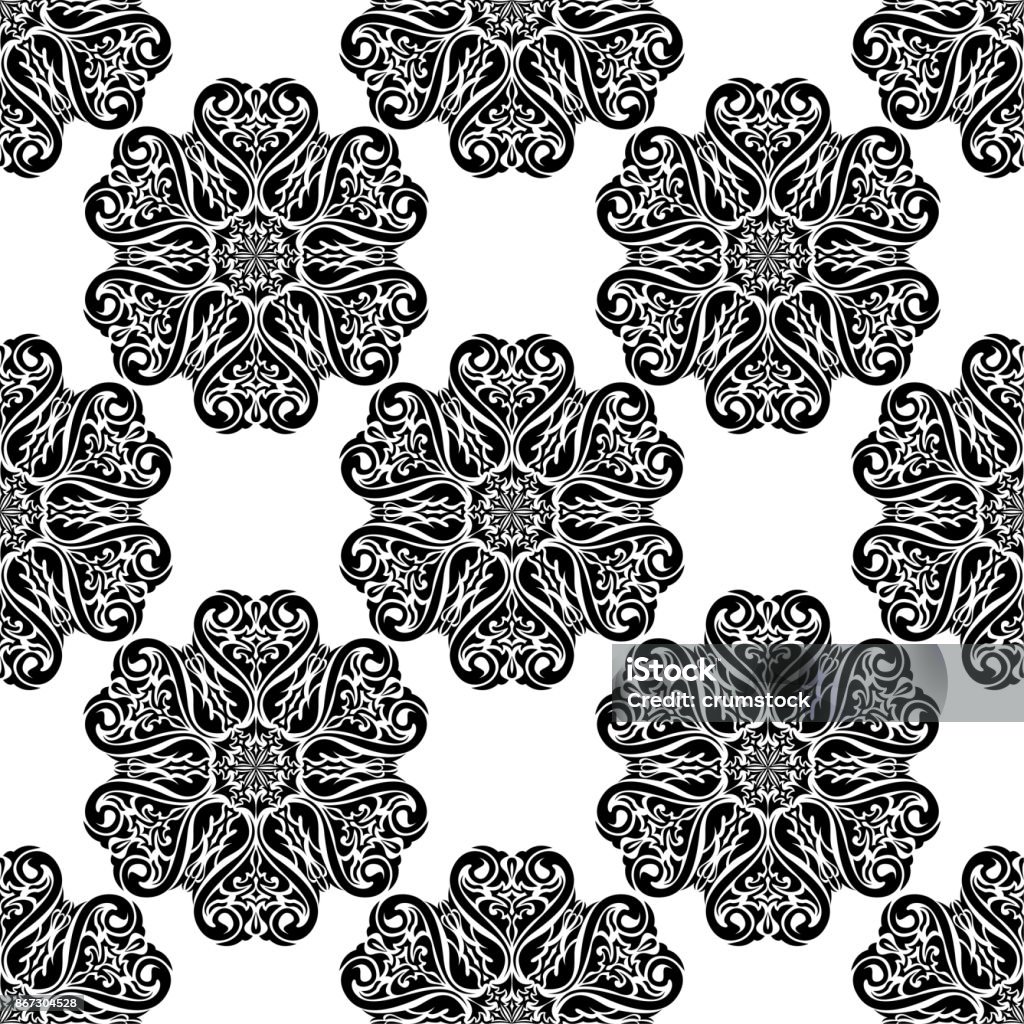 Black Floral Seamless Pattern On White Background Stock Illustration ... Black Floral Seamless Pattern On White Background Stock Illustration ...