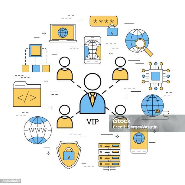 Vip의 라운드 선형 개념 개념에 대한 스톡 벡터 아트 및 기타 이미지 개념 개발 개체 그룹 Istock