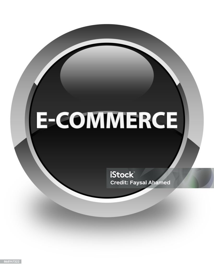 Ecommerce Glossy Black Round Button Stock Illustration Download Image