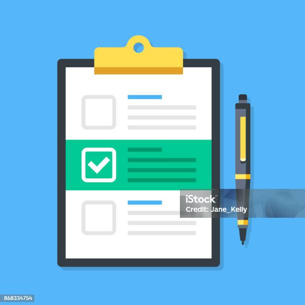 Clipboard Dan Kotak Centang Dengan Tanda Centang Pad Daftar Periksa