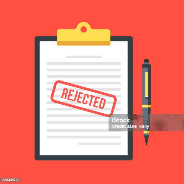 Aplikasi Ditolak Clipboard Dengan Dokumen Cap Dan Pena Yang Ditolak