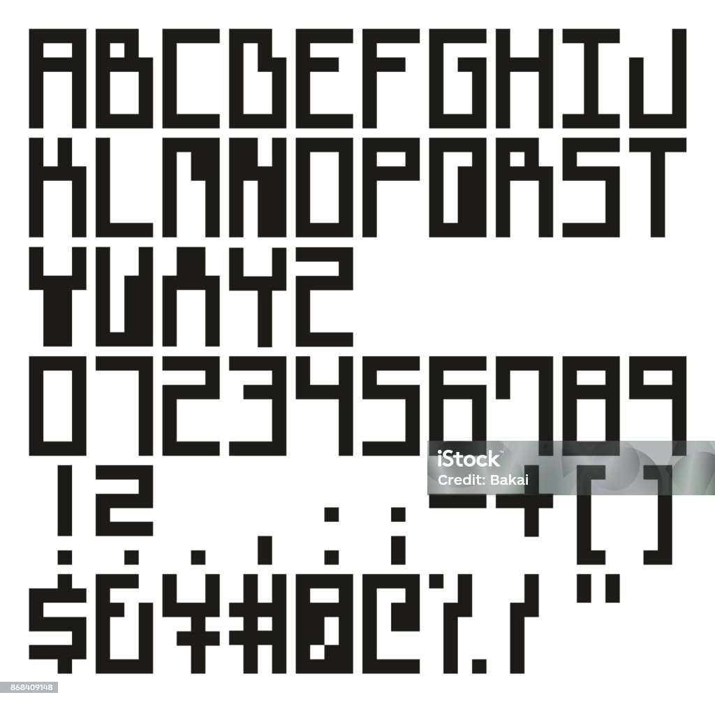Font Retro Propaganda Square Vector Dengan Huruf Besar Angka Tanda