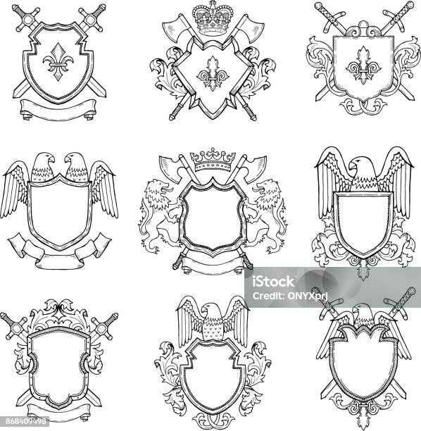 Templat Lambang Heraldik Untuk Proyek Desain Yang Berbeda Ilustrasi ... Templat Lambang Heraldik Untuk Proyek Desain Yang Berbeda Ilustrasi ...