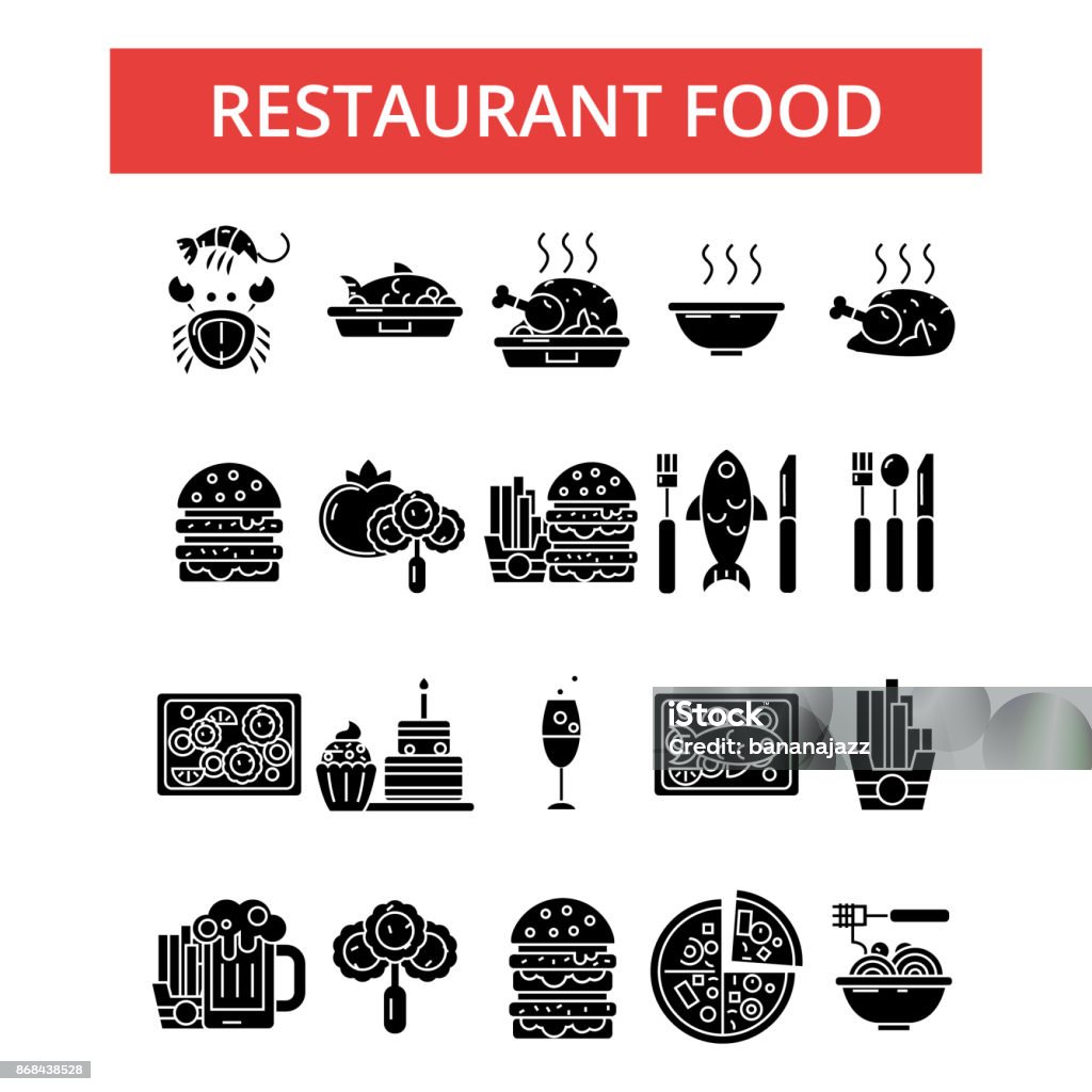 Restaurantillustration Dünne Linie Symbole Linearen Flachen Schilder ... Restaurantillustration Dünne Linie Symbole Linearen Flachen Schilder ...