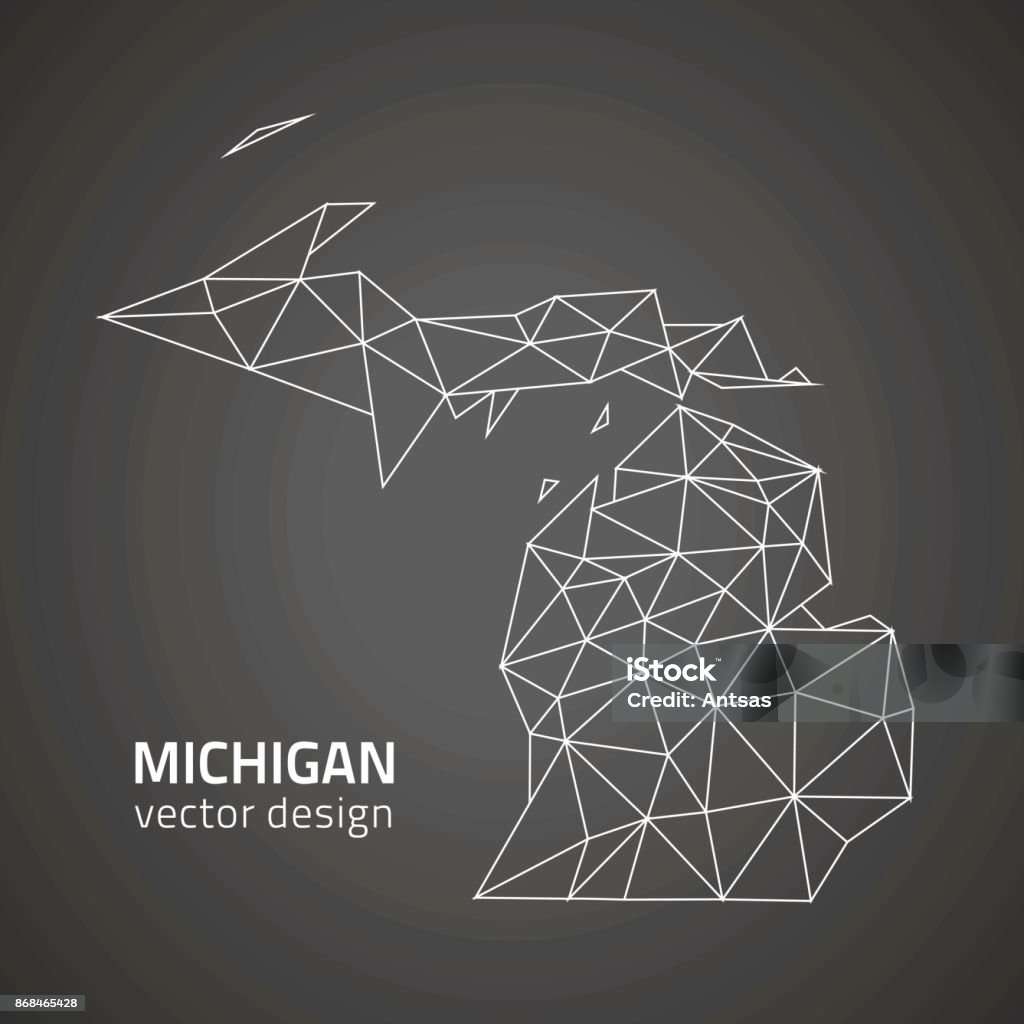 Michigan Black Contour Triangle Polygon Vector Map Stock Illustration ... Michigan Black Contour Triangle Polygon Vector Map Stock Illustration ...