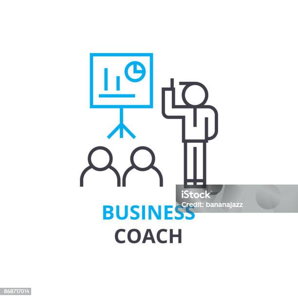 Concept De Coach Daffaires Icône De Contour Signe Linéaire Pictogramme
