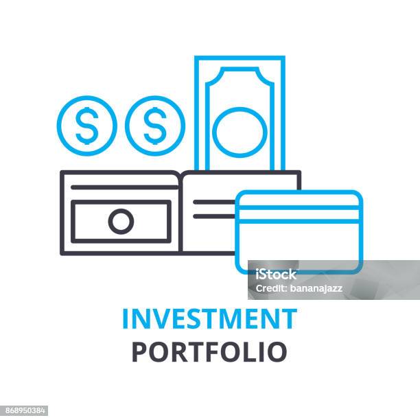 Konsep Portofolio Investasi Ikon Kerangka Tanda Linear Piktogram Garis