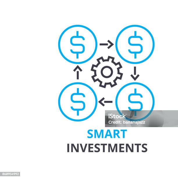 Konsep Investasi Cerdas Ikon Kerangka Tanda Linear Piktogram Garis