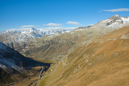 Grimsel 패스와 스위스 알프스에 Furka 패스에서 보기 0명에 대한 스톡 사진 및 기타 이미지 0명 가을 갈색