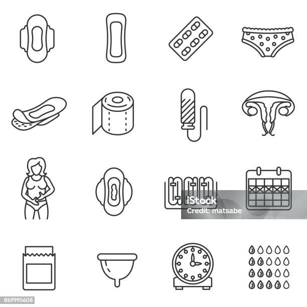 Menstruation Icons Set Editable Stroke Stock Illustration Download