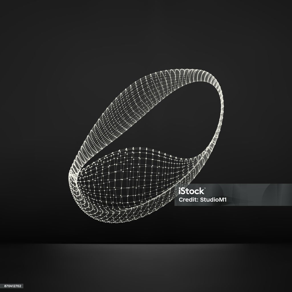 Wireframe Object With Lines And Dots Abstract 3d Connection Structure Geometric Shape For Design