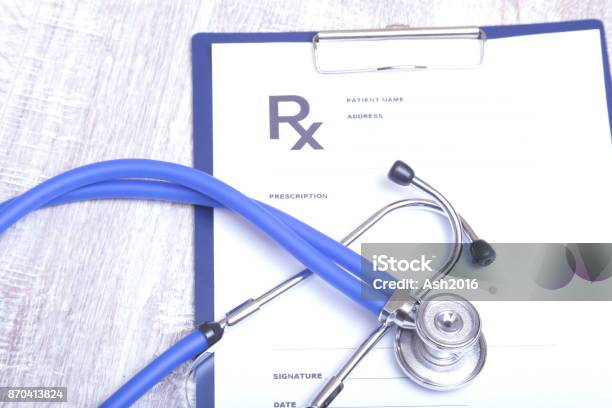 Rx 처방전에 의료 청진 기의 개념에 대한 스톡 사진 및 기타 이미지 개념 개념과 주제 건강 진단 Istock