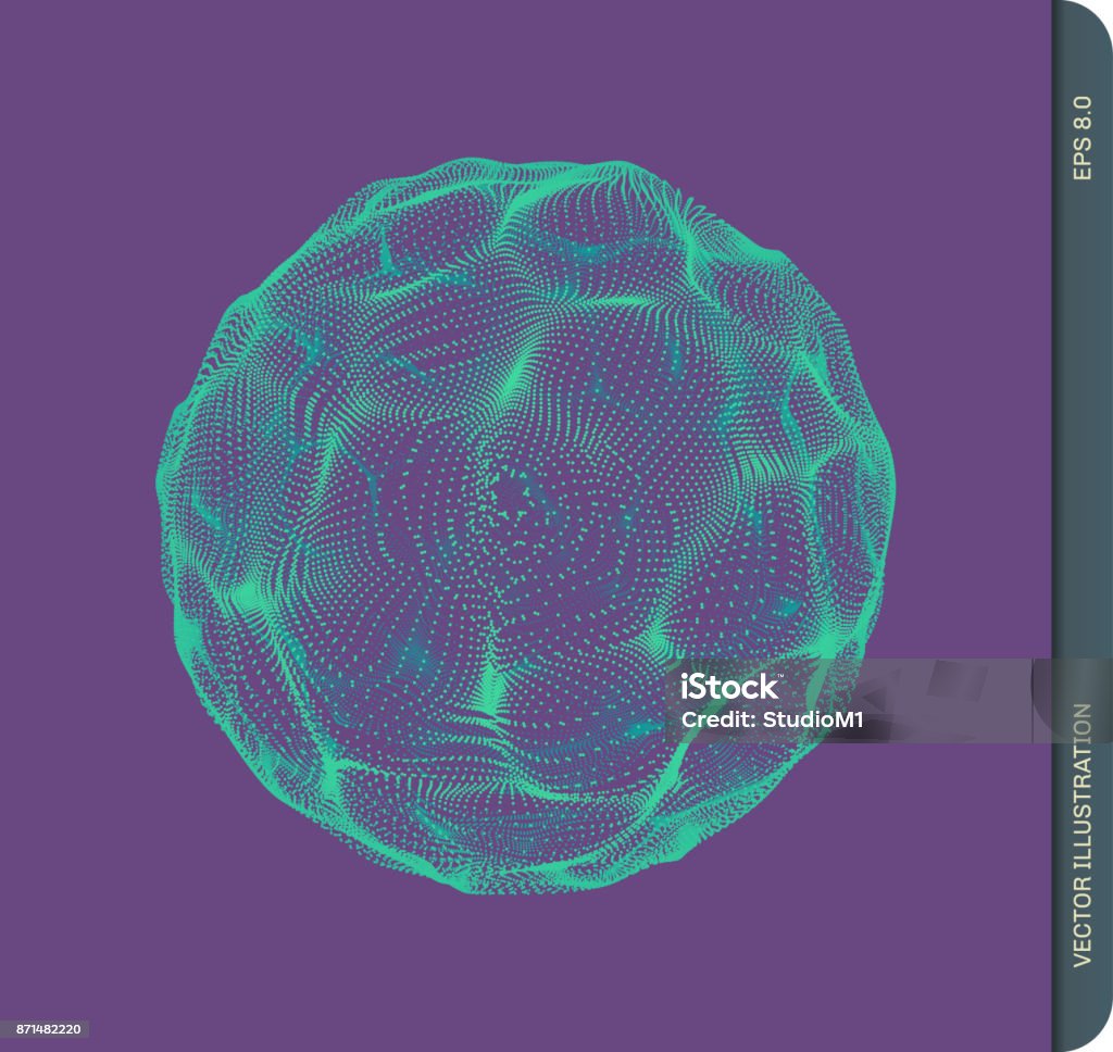 3d Bola Abstrak Array Dengan Partikel Dinamis Elemen Sains Dan