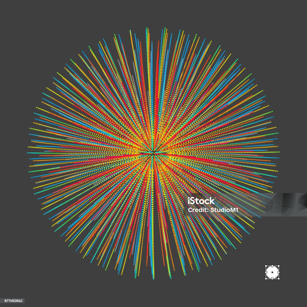 3d Bola Abstrak Array Dengan Partikel Dinamis Elemen Sains Dan