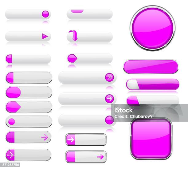 Boutons Du Menu Violet Et Blanc Éléments De Linterface Avec Structure