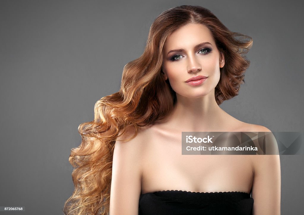Beautiful Hair Woman Beauty Skin Portrait Over Dark Background Long
