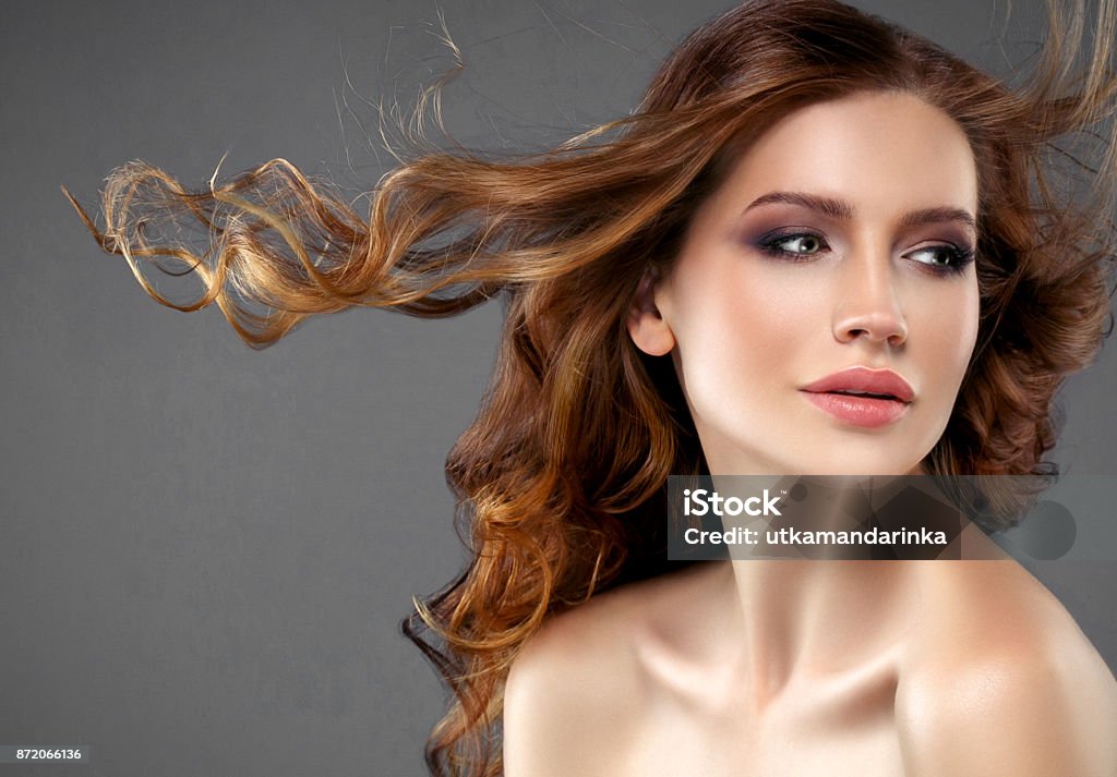 Beautiful Hair Woman Beauty Skin Portrait Over Dark Background Long