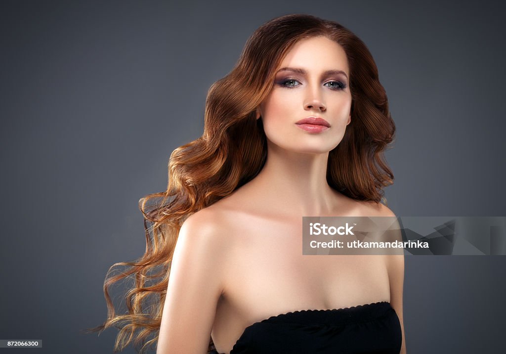 Beautiful Hair Woman Beauty Skin Portrait Over Dark Background Long