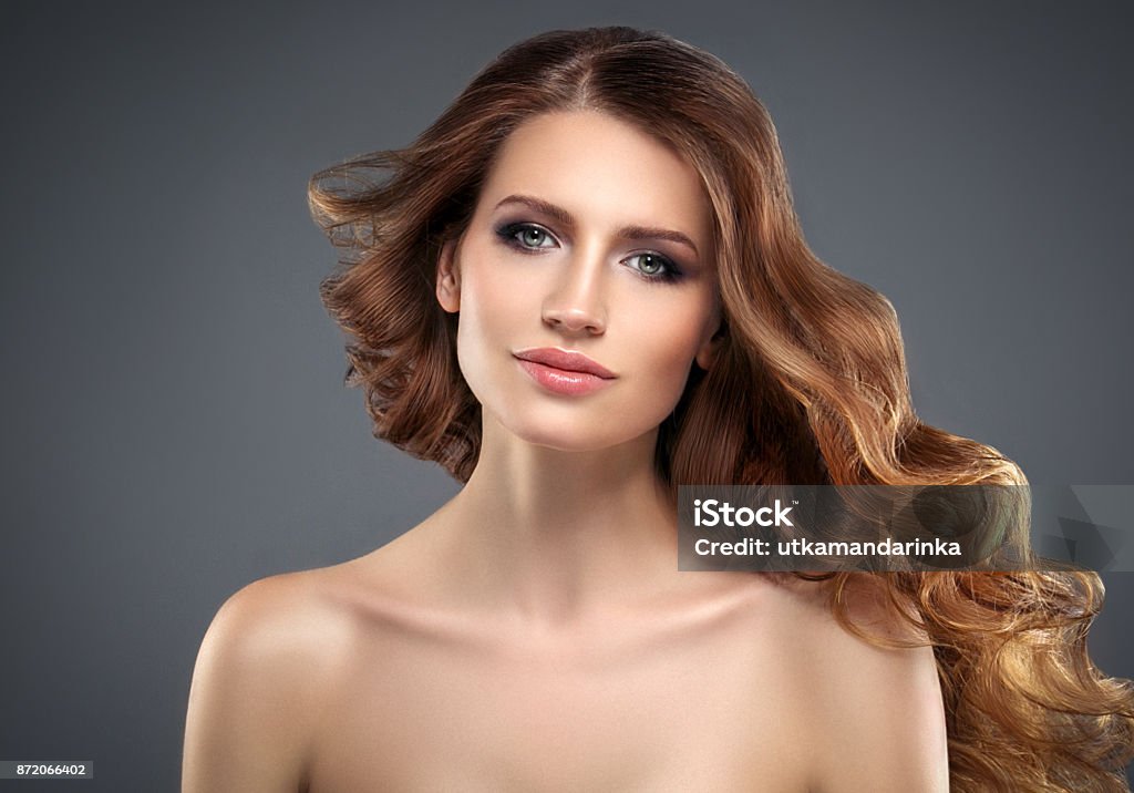 Beautiful Hair Woman Beauty Skin Portrait Over Dark Background Long
