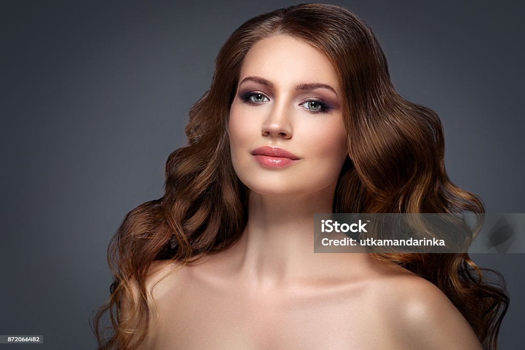 Beautiful Hair Woman Beauty Skin Portrait Over Dark Background Long