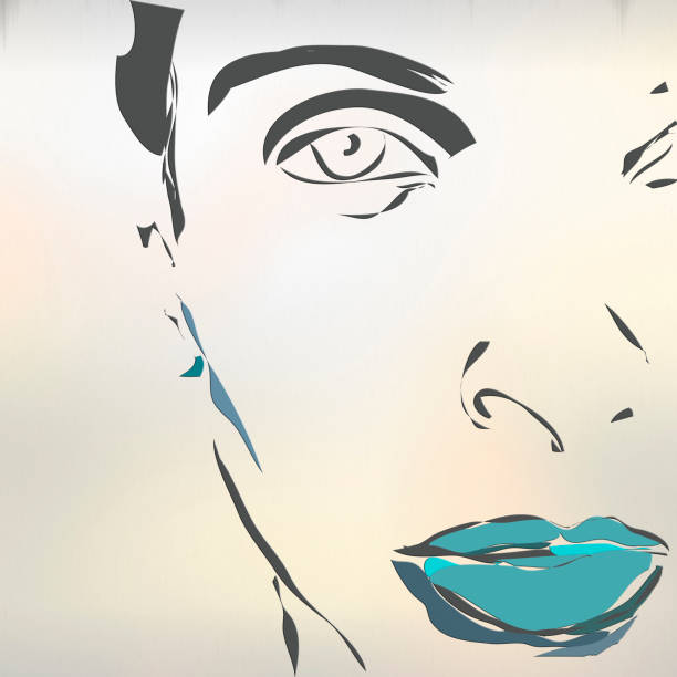 440 Close Up Beautiful Model Face Fashion Make Up Cartoons Stock