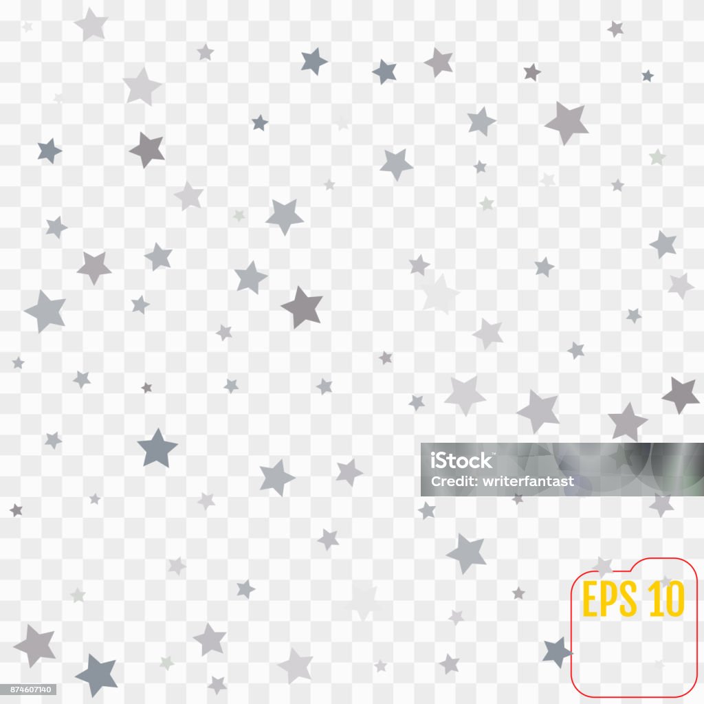Abstract Background With Many Falling Silver Stars Confetti Vector