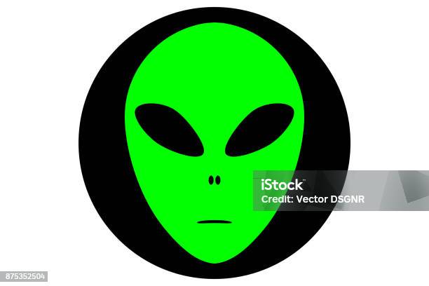 Visage Alien Emoji Silhouette Verte En Cercle Noir Vector Vecteurs