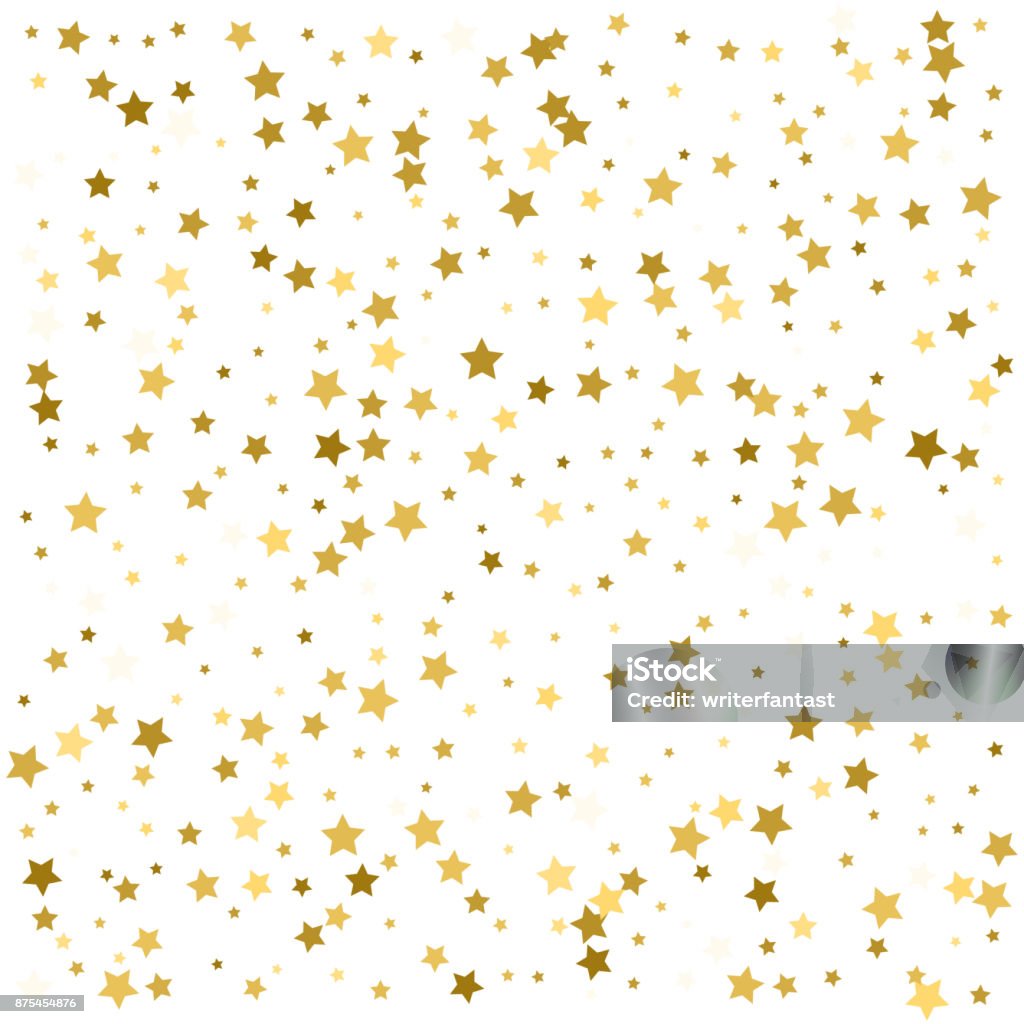 Gold Star Confetti Rain Festive Holiday Background Vector Golden Paper