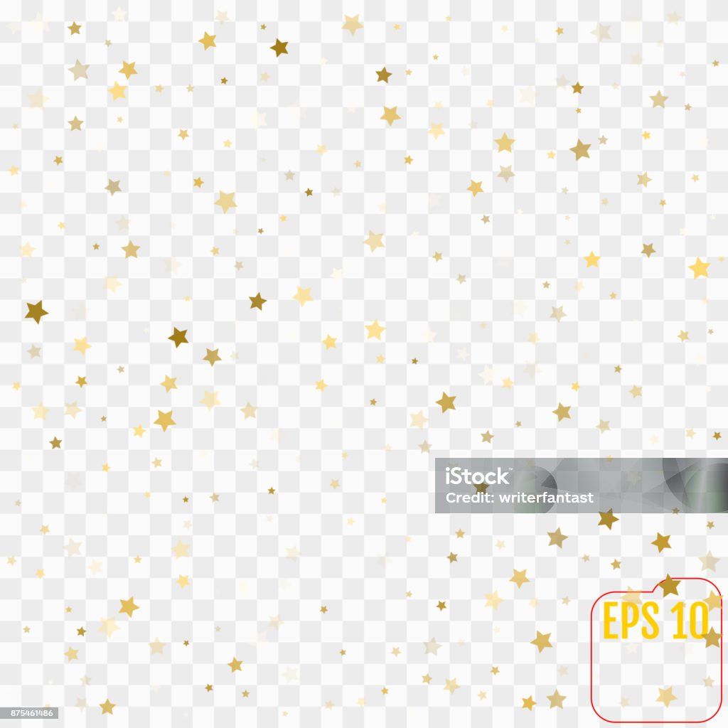 Gold Star Confetti Rain Festive Holiday Background Vector Golden Paper