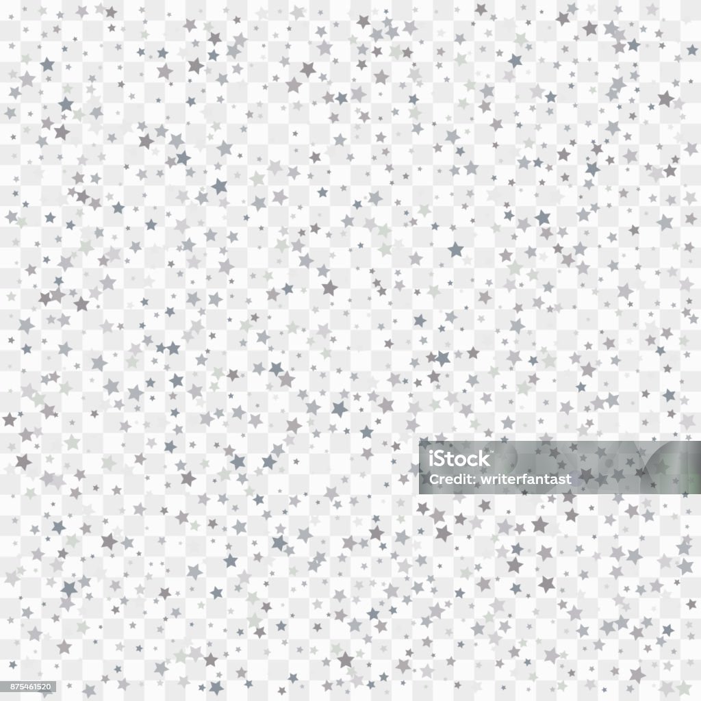 Abstract Background With Many Falling Silver Stars Confetti Vector