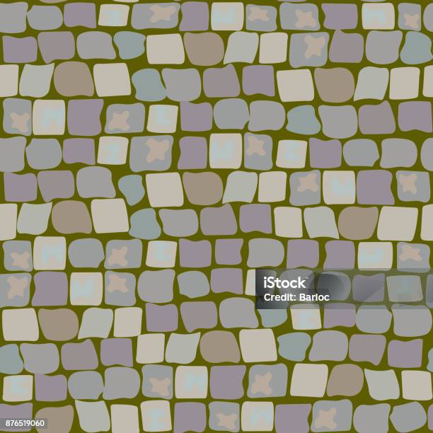 Batu Paving Tua Dengan Lumut Dan Rumput Pola Mulus Tekstur Jalan
