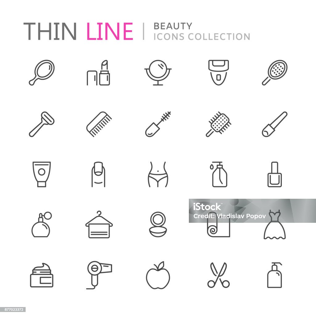Collection Of Beauty Thin Line Icons Stock Illustration Download