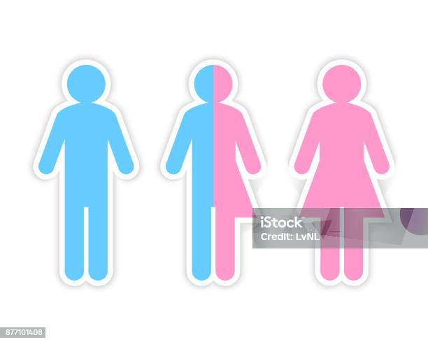 Third Gender Made Of Half Male And Half Female Pictogram Stock