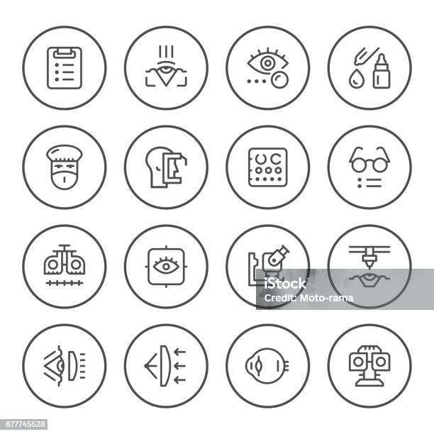 Ilustración De Iconos De Línea Ronda Set De Oftalmología Y Más Vectores