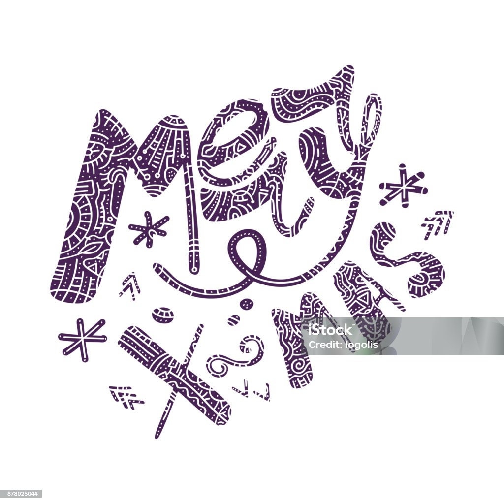 Merry Christmas Hand Lettering Isolated On White Vector Image Stock