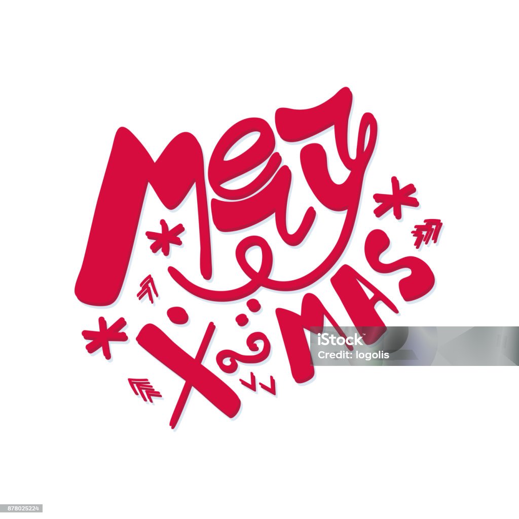 Merry Christmas Hand Lettering Isolated On White Vector Image Stock