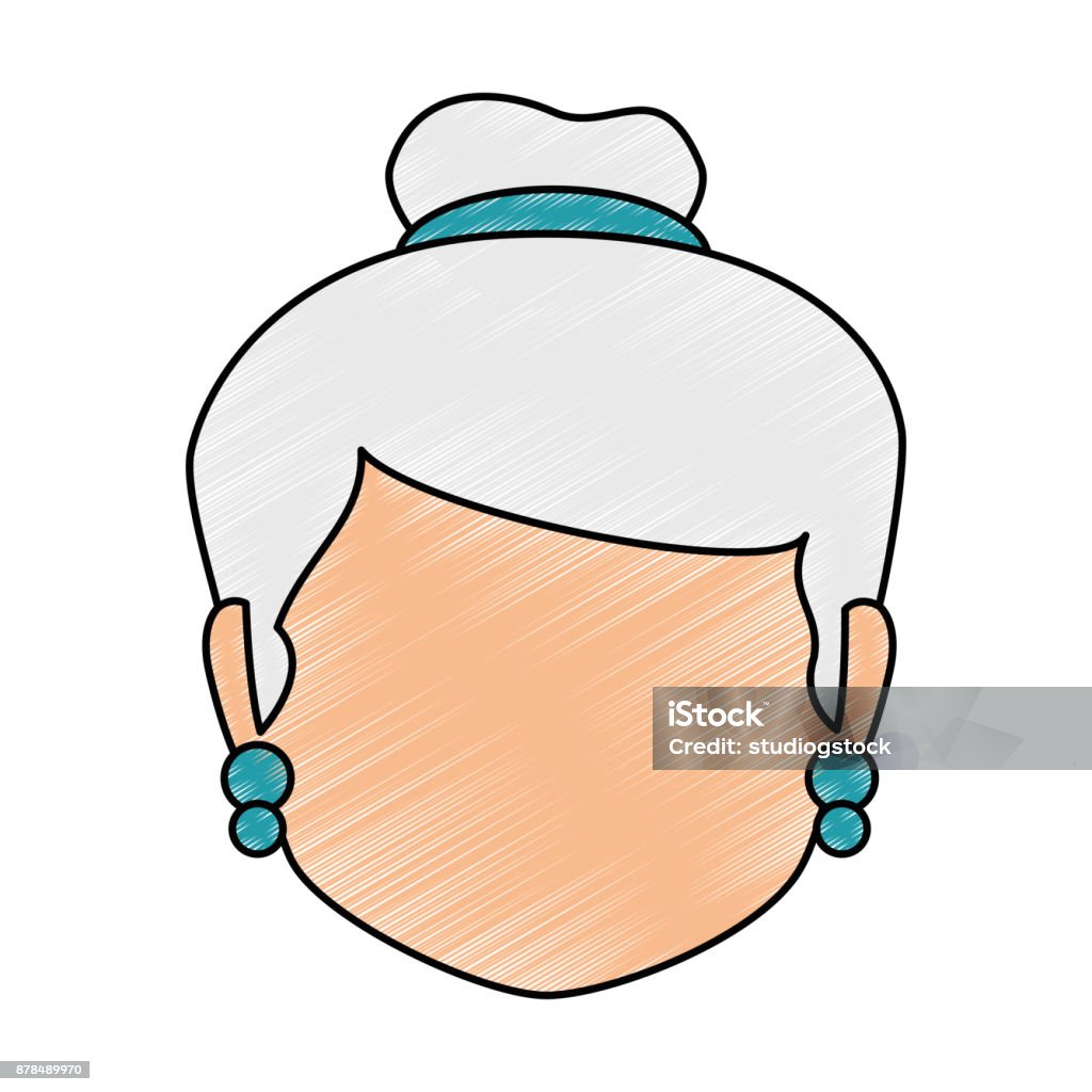 Cute Grandmother Head Avatar Character Stock Illustration Download