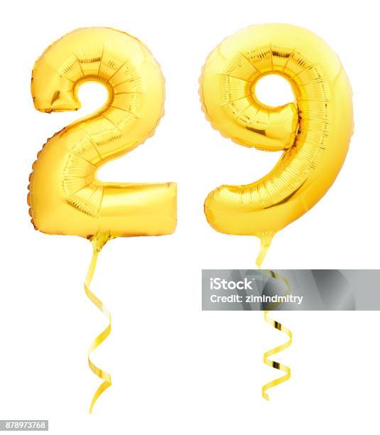 Número 29 Veintinueve De Oro Hecha De Globo Inflable Con Cinta Aislada ... Número 29 Veintinueve De Oro Hecha De Globo Inflable Con Cinta Aislada ...