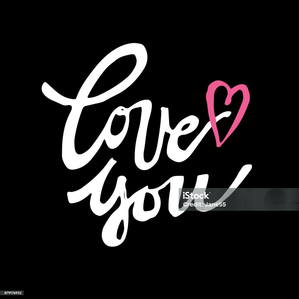 Hand Drawn Doodle Lettering Love You Valentines Day Stock Illustration