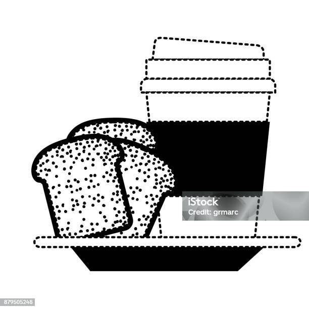 Cangkir Kopi Sekali Pakai Dan Irisan Roti Pada Hidangan Dalam Siluet ... Cangkir Kopi Sekali Pakai Dan Irisan Roti Pada Hidangan Dalam Siluet ...