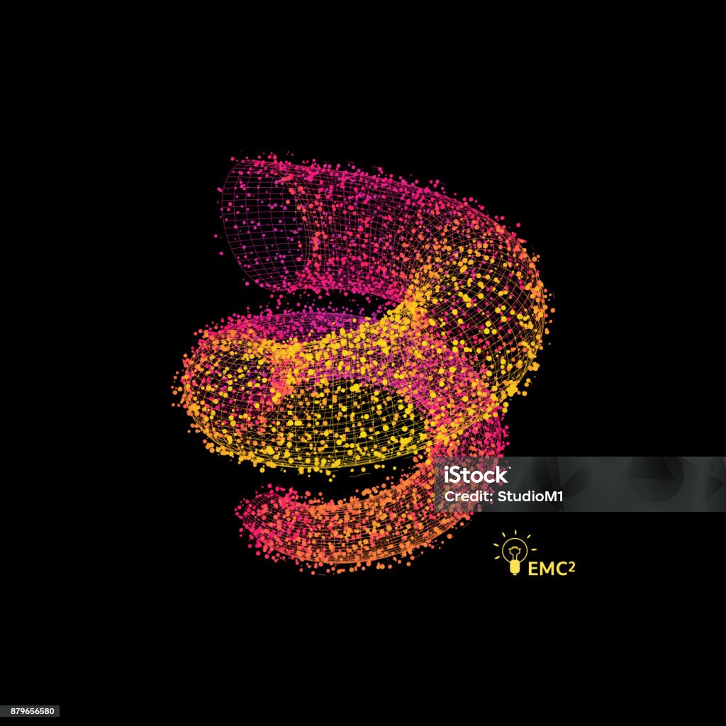Spiral 3d Vector Wireframe Object Illustration With Connected Lines And