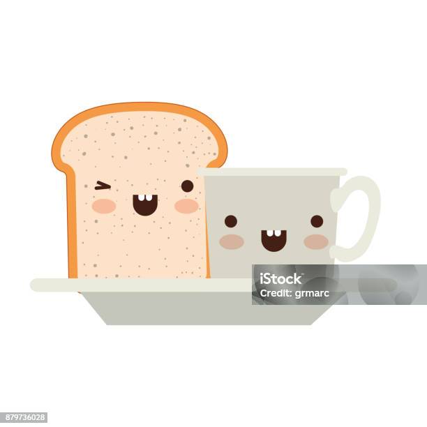 Cangkir Kopi Kawaii Dan Irisan Roti Pada Hidangan Dalam Siluet ... Cangkir Kopi Kawaii Dan Irisan Roti Pada Hidangan Dalam Siluet ...