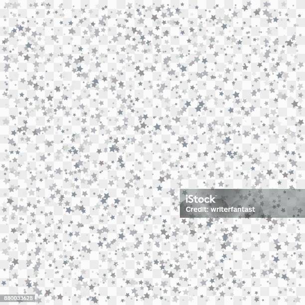 Abstract Background With Many Falling Silver Stars Confetti Vector