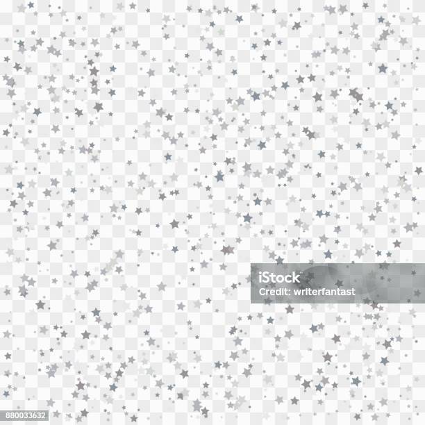 Silver Glitter Falling Stars Confetti Silver Sparkle Star On
