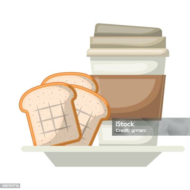 Cangkir Kopi Sekali Pakai Dan Irisan Roti Pada Hidangan Dalam Siluet ... Cangkir Kopi Sekali Pakai Dan Irisan Roti Pada Hidangan Dalam Siluet ...