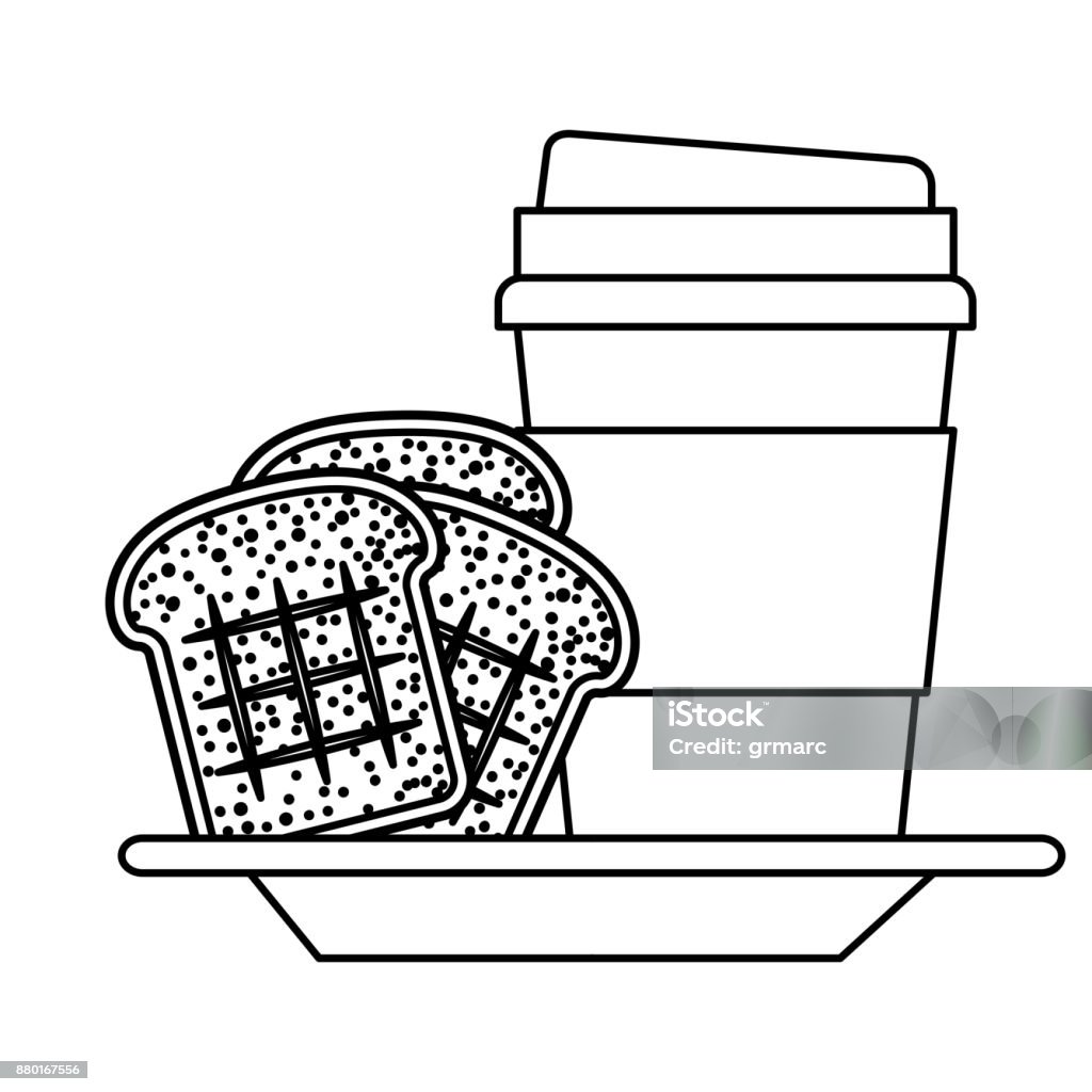 Cangkir Kopi Sekali Pakai Dan Irisan Roti Pada Hidangan Dalam Siluet ... Cangkir Kopi Sekali Pakai Dan Irisan Roti Pada Hidangan Dalam Siluet ...