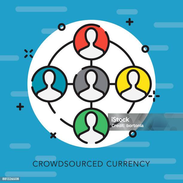 Crowdsourcing 오픈 개요 Bitcoin 아이콘 0명에 대한 스톡 벡터 아트 및 기타 이미지 0명 금융 단일