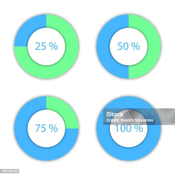 Set Diagram Lingkaran Dengan Persentase Templat Infografis Desain